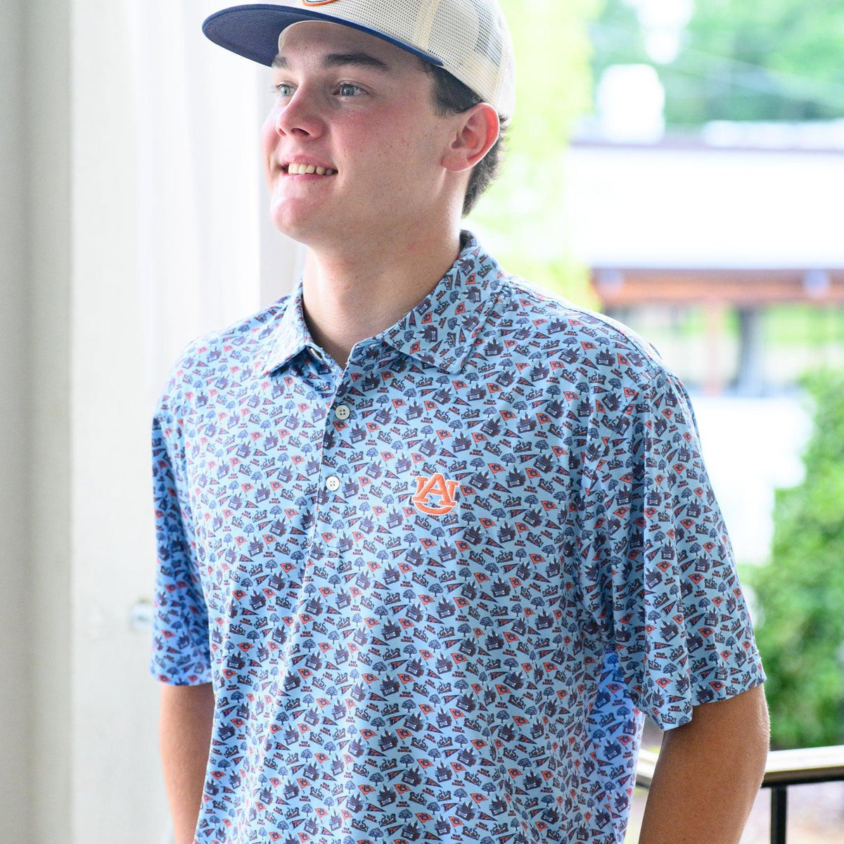 Auburn Campus Polo | Illustrated Campus Print | AU Logo Embroidery ...
