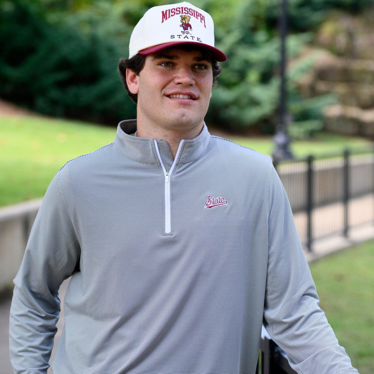 Mississippi State Striped Pullover | Script State | 1/4 Zip – JNJ ...